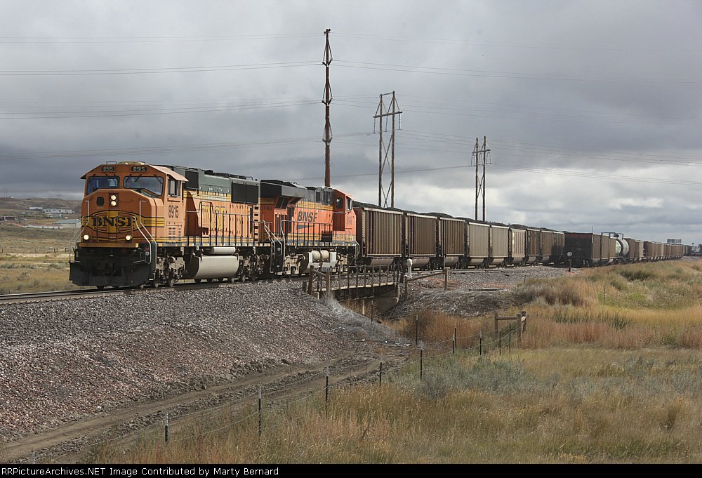 BNSF 8915 and 6143 With Coal at Americas Road, East of Gillette